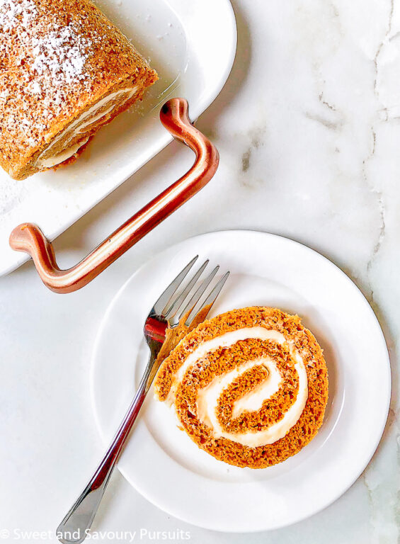 Maple Pumpkin Roll Cake – Sweet and Savoury Pursuits
